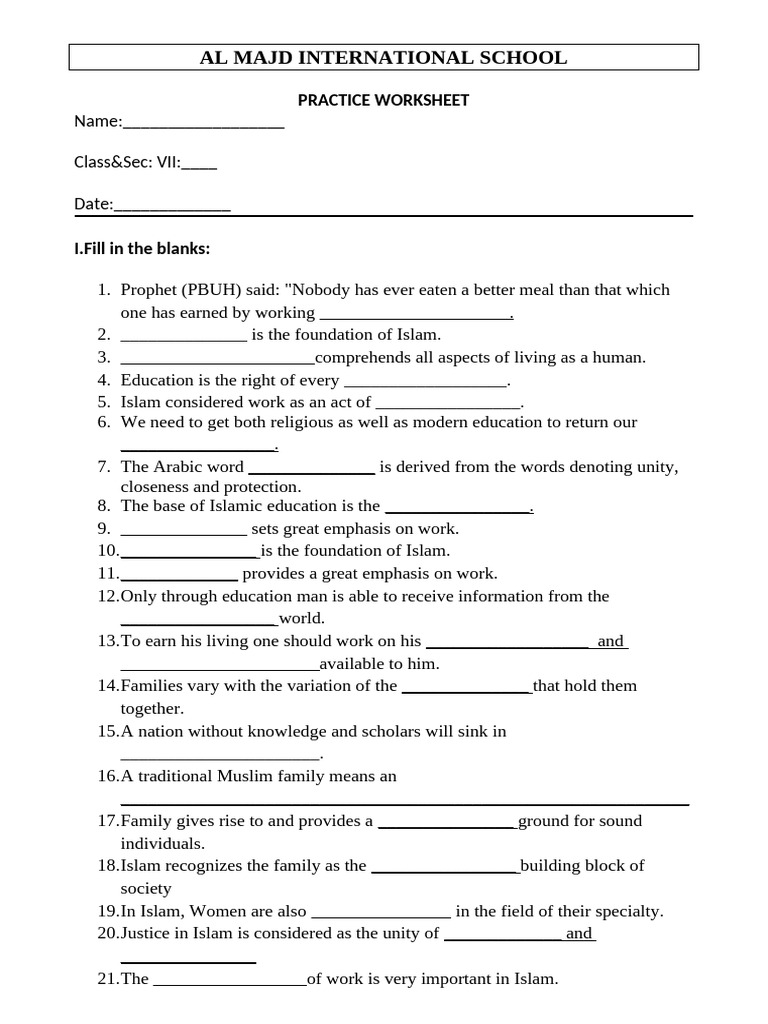 GRADE 7 PRACTICE Worksheet | PDF