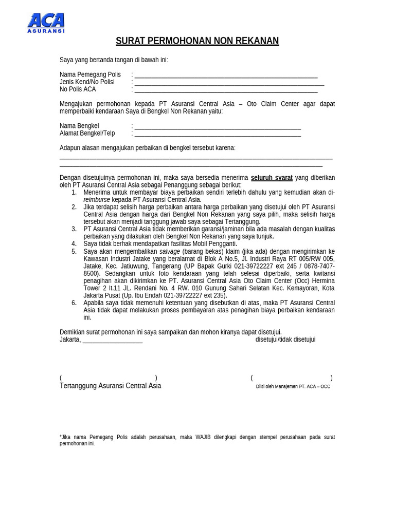 Form Bengkel Non Rekanan Terbaru | PDF