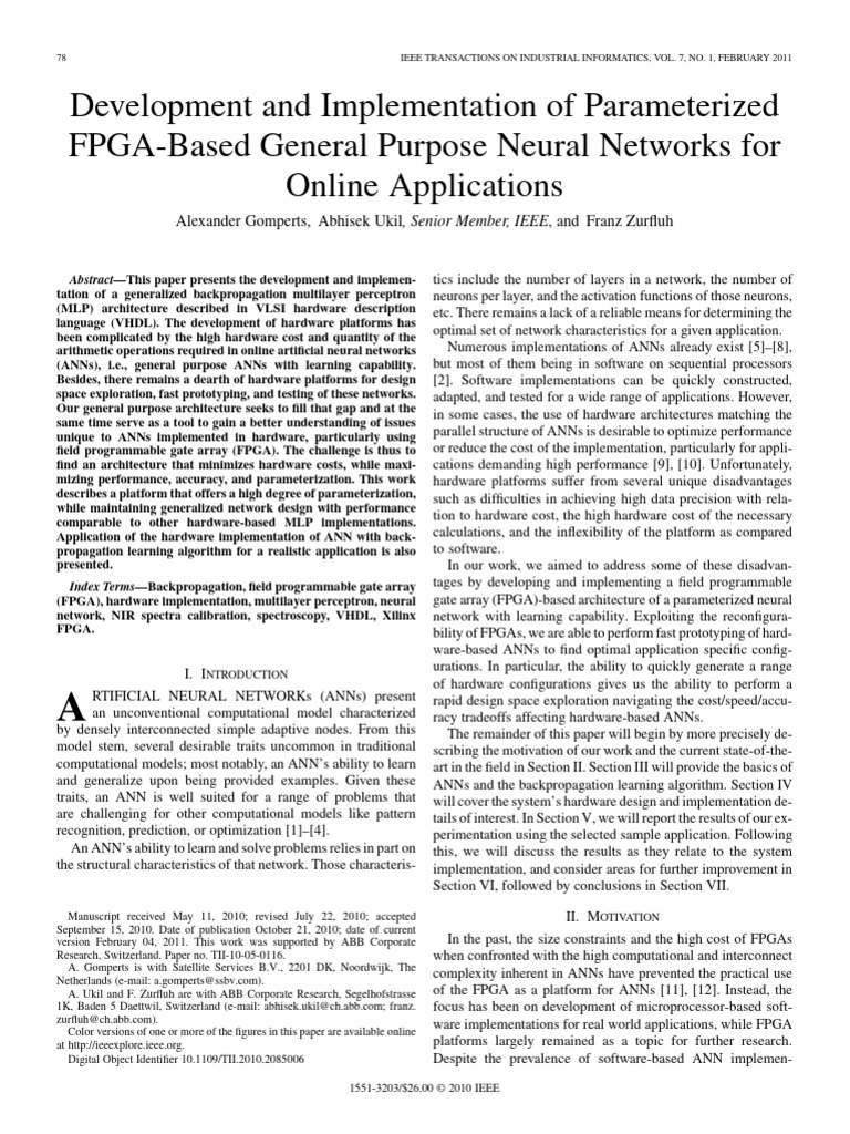 Development And Implementation Of Parameterized Fpga Based General