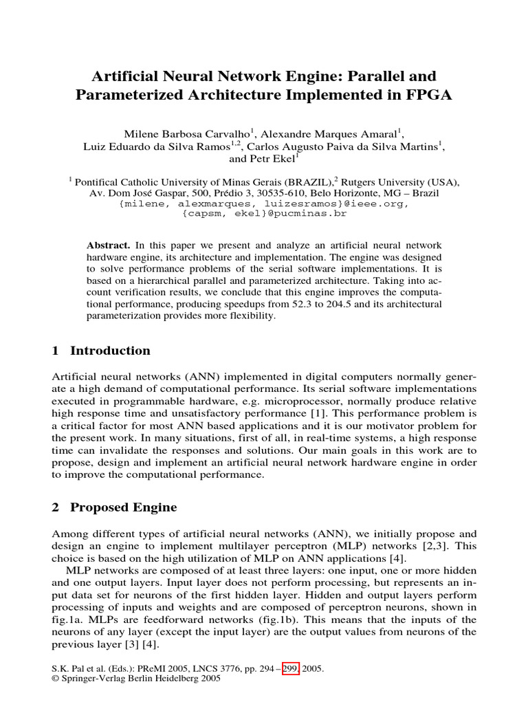 Artificial Neural Network Engine: Parallel and Parameterized ...