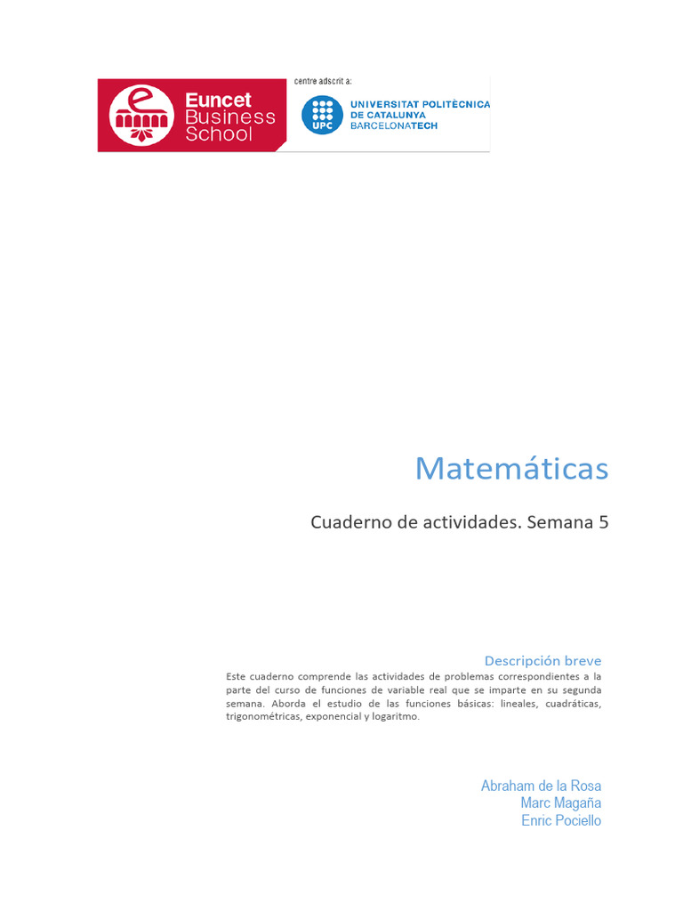 Semana 5 Funciones de Variable Real | PDF | Matemáticas | Matemática Elemental