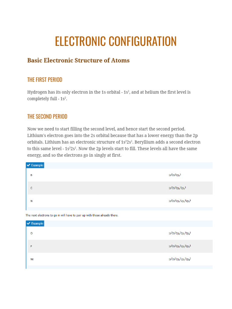 Electronic Configuration | PDF