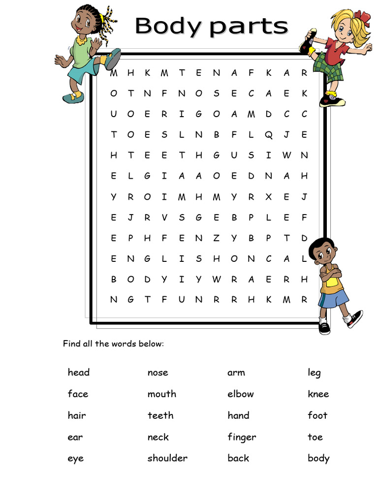 Body Parts Word Search Guide | PDF | Language Arts & Discipline