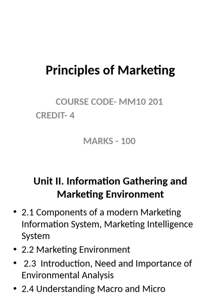 Principles of Marketing Unit 2 | PDF