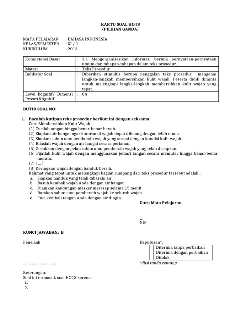 Kisi-Kisi Bahasa Indonesia Kelas 11 | PDF