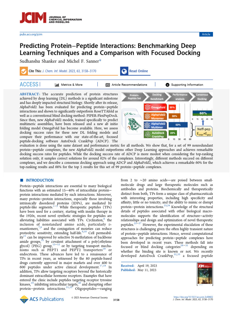 Shanker Sanner 2023 Predicting Protein Peptide Interactions Benchmarking Deep Learning ...