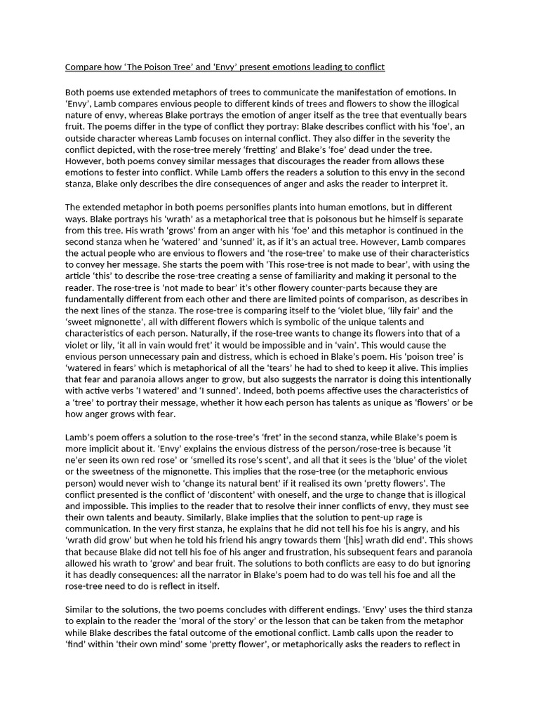 GCSE Comparative Essay Envy | PDF