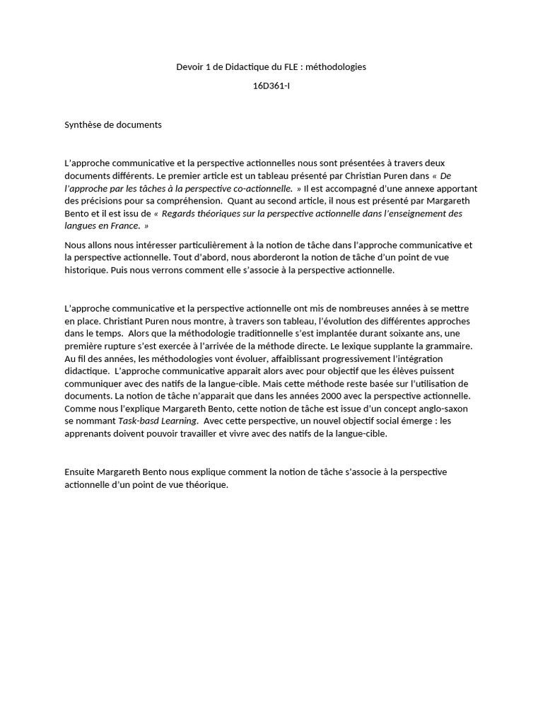 Devoir 1 Méthodologies TD | PDF