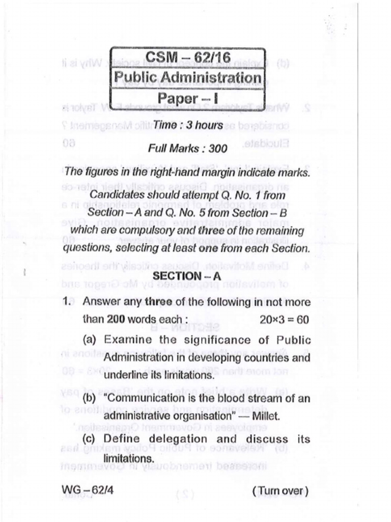 CSM-16 62 Public-Administration Paper-I | PDF