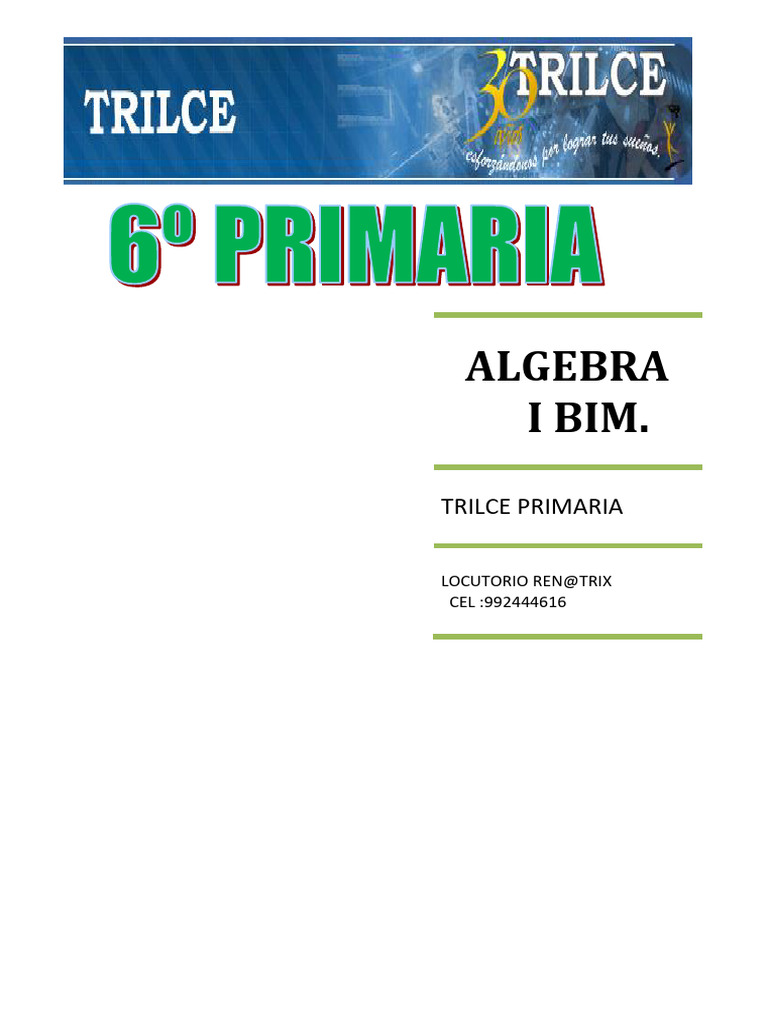 Álgebra - 6º Grado - Primaria - TRILCE | PDF