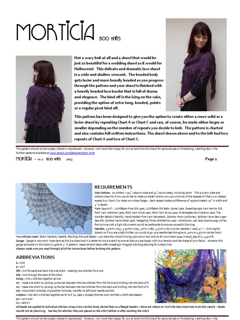 Morticia FINAL SHAWL PATTERN WITH LARGE PRINT 1.1 | PDF