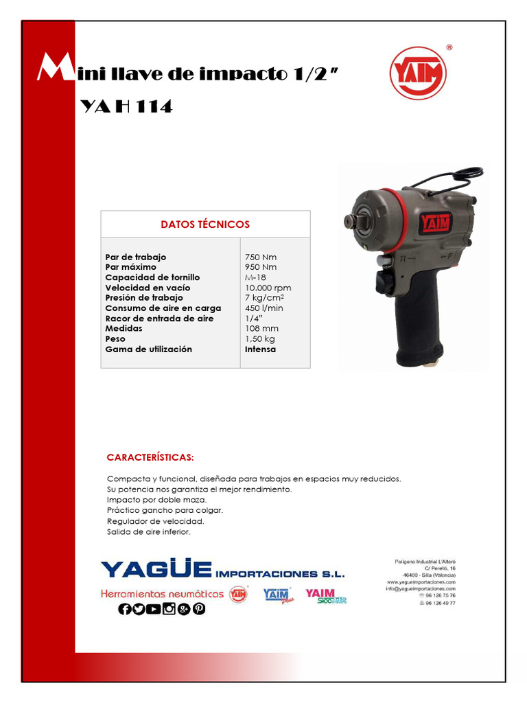 Pistola Impacto Yaim Ficha-Despiece YAH-114 y YAH-125-N | PDF
