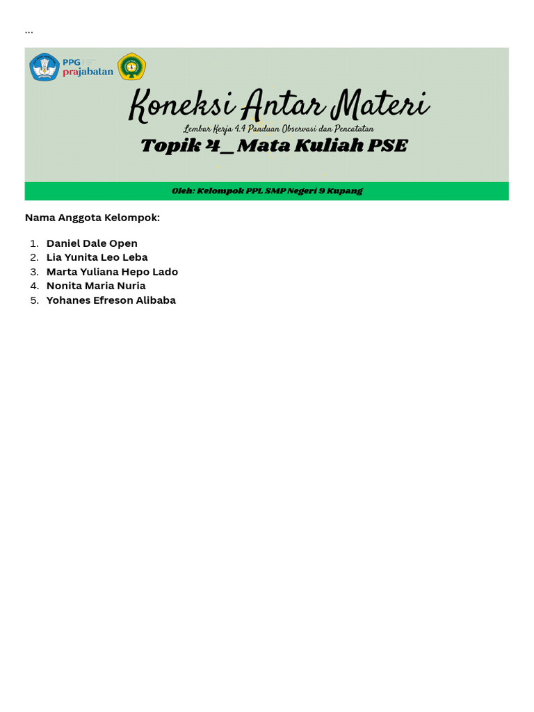 T4 PSE - Koneksi Antar Materi | PDF