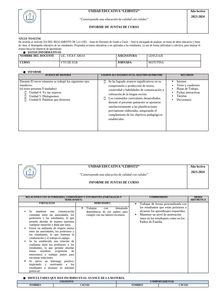 Informe Tercer Trimestre 4to-Ccnn | PDF