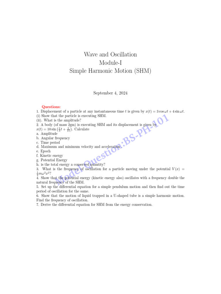 Model Question SHM | PDF