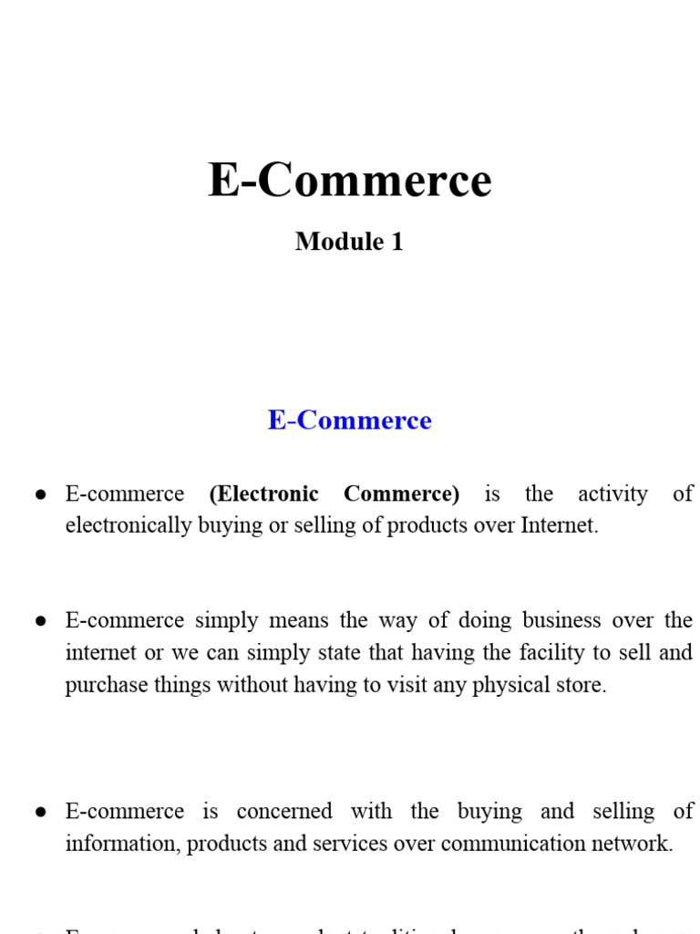 E Commerce Module1 1 | PDF