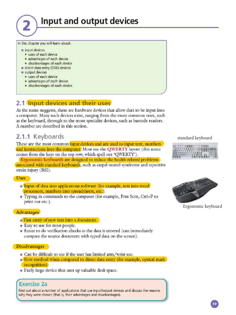 Complete Summary Ch-2 (Input Output Devices) | PDF
