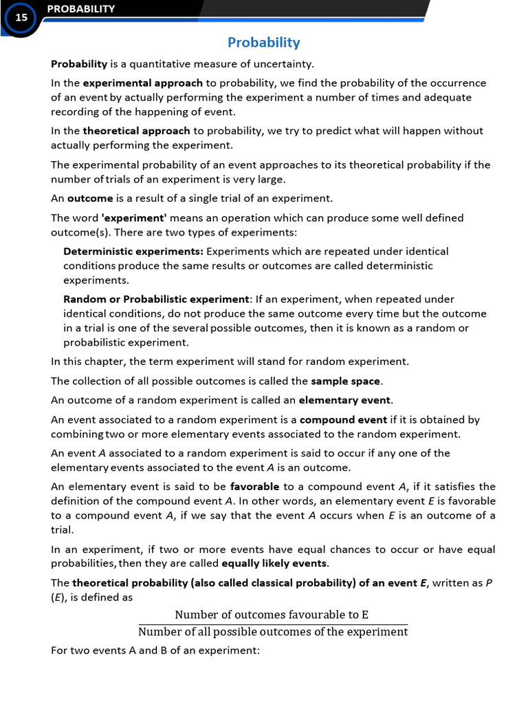 Chapter - 15 Probability | PDF