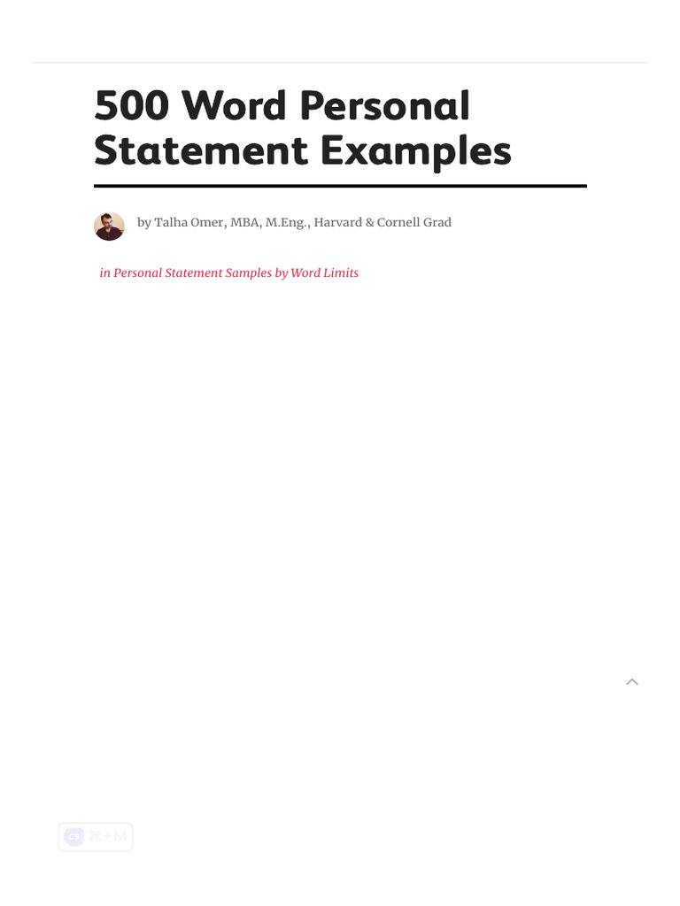 500 Word Personal Statement Examples - BrightLink Prep | PDF