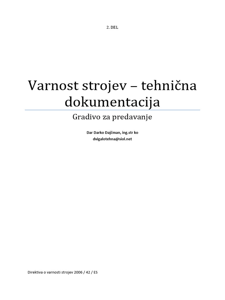 Varnost Strojev-Tehnicna Dokumentacija-2 Del | PDF