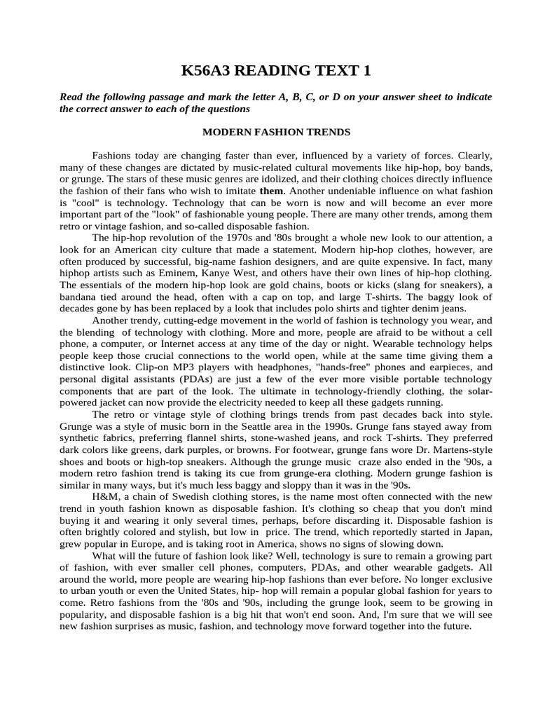 K56a3 Reading Text 1 | PDF