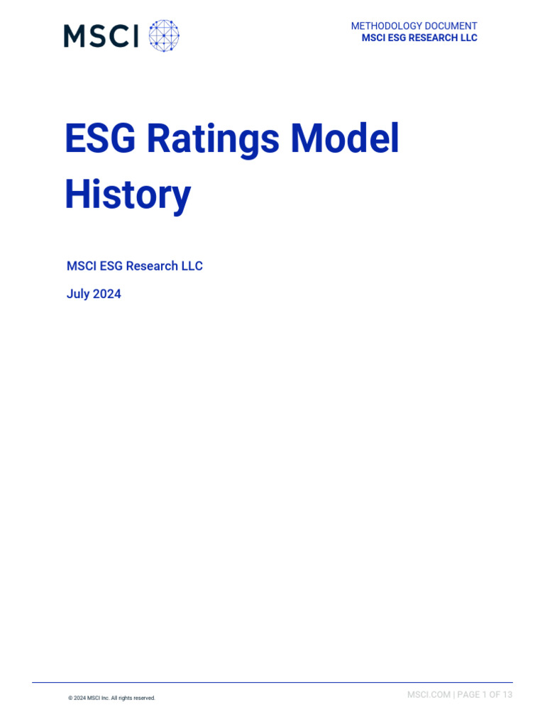 MSCI ESG Ratings Model Update History | PDF