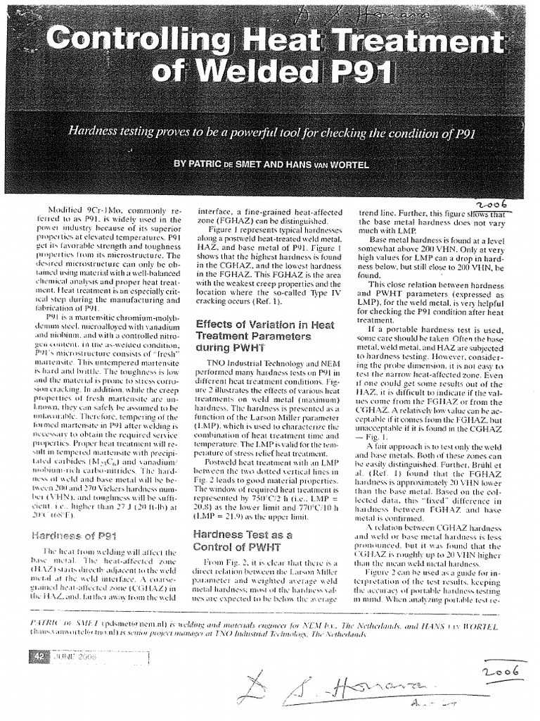 Controlling Heat Treatment of Welded P91 | PDF