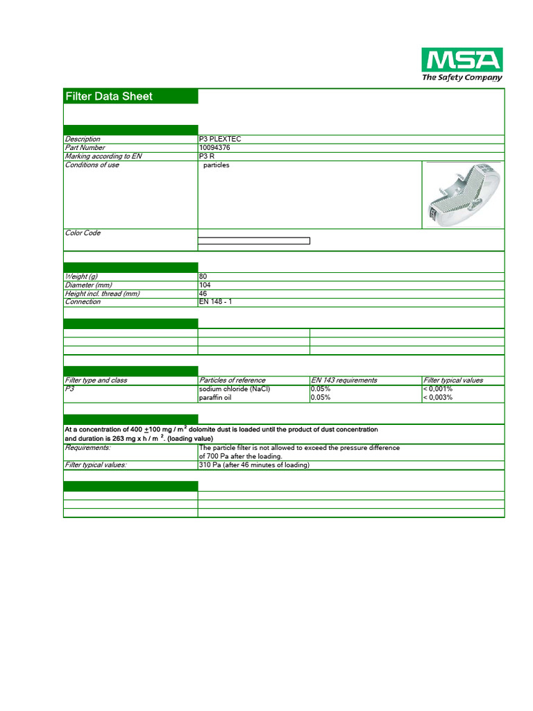 05 Particle-Filter-P3-PlexTec Datasheet EN | PDF