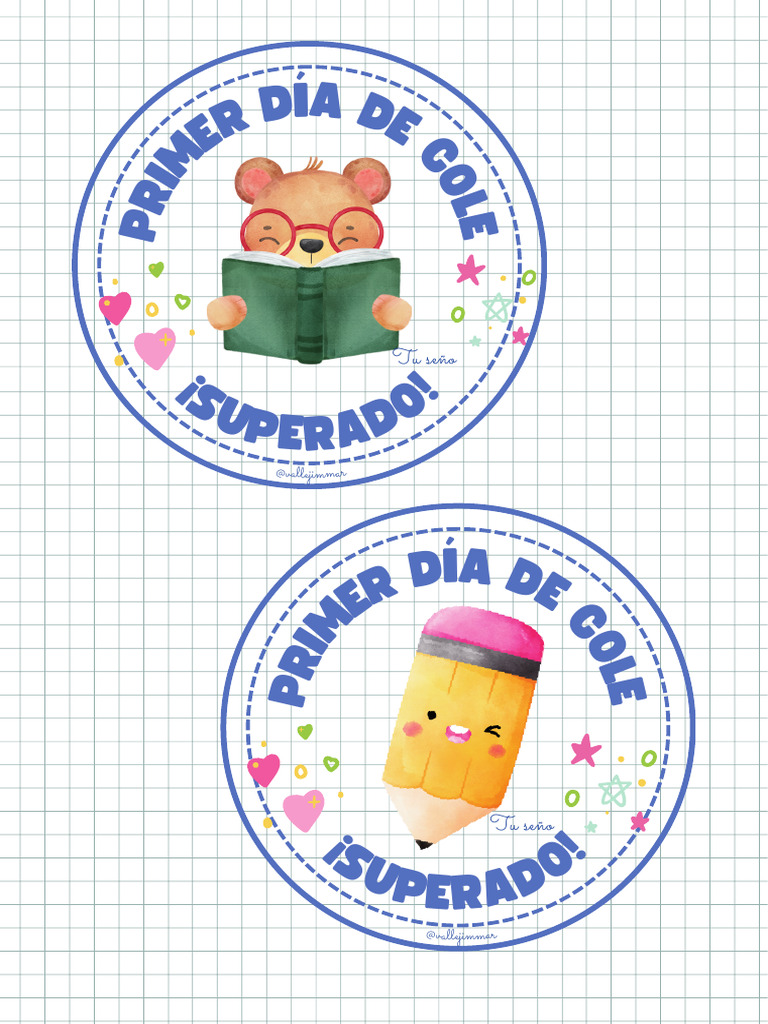 Medallas Primer Día de Cole | PDF
