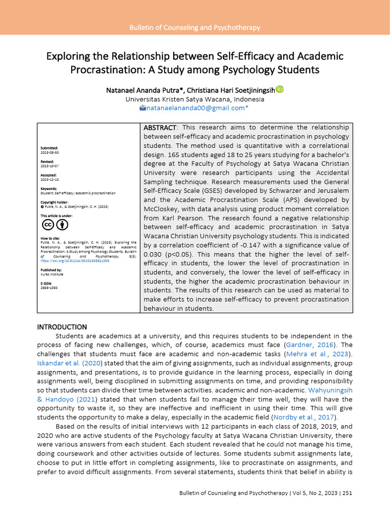 Exploring The Relationship Between Self Efficacy and Xifxdqo8rf | PDF