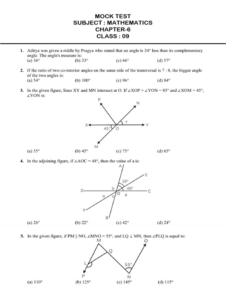 BBC Class 9 Maths Chap 1, 2,3,6 | PDF