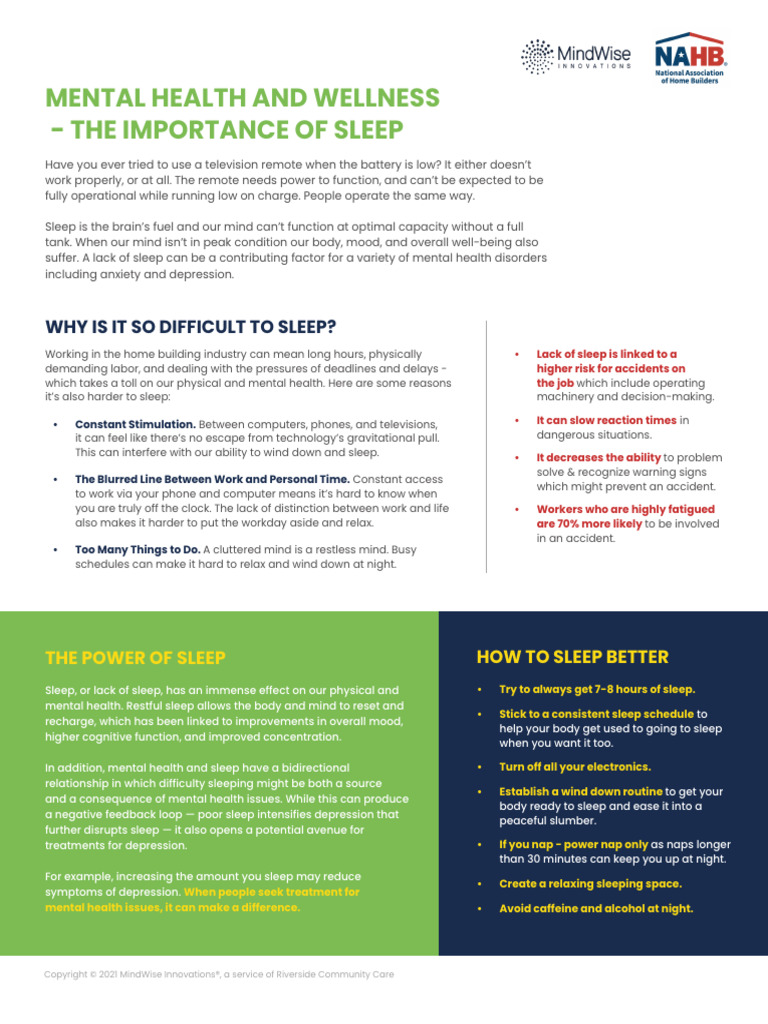 Toolbox-Talk-Importance-Of-Sleep and Have A Good Workday | PDF | Sleep ...