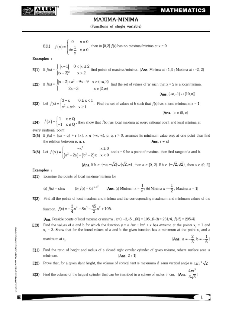 AOD Maxima-Minima | PDF
