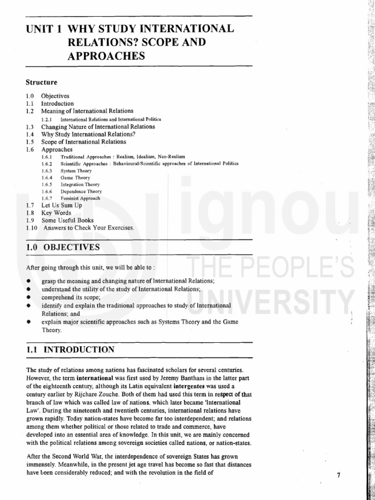 Why Study International Relations - Scope and Approaches-Pages-1-9 ...