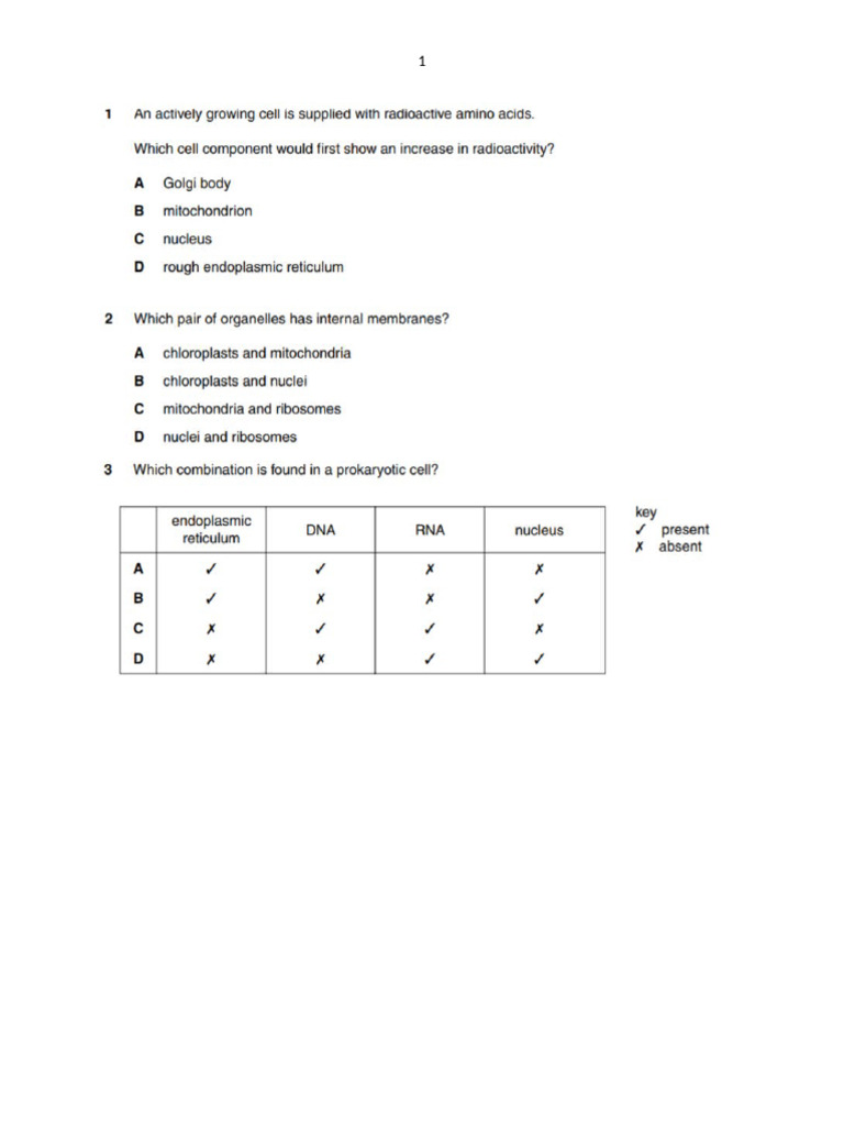 Chapter 1 structure and organelles | PDF
