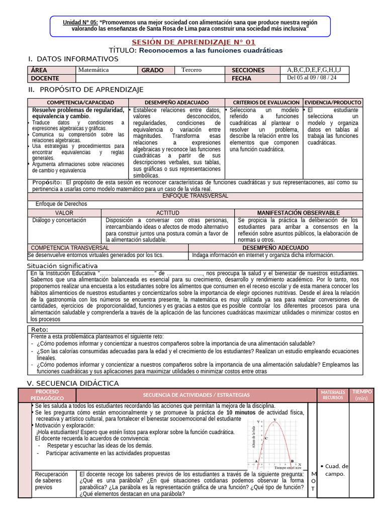 Unidad 5 - Sesión Sem 1 - Matemática 3° | PDF