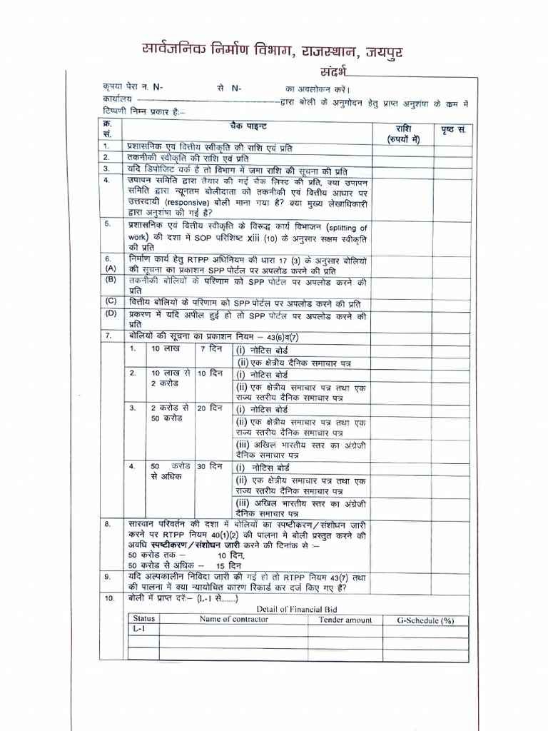 Latest Check List for Bid Approval 2023 Latest Check List for Bid ...