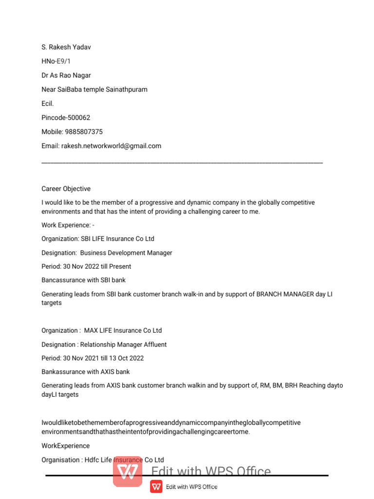 Latest Rakesh CV 2024 July | PDF
