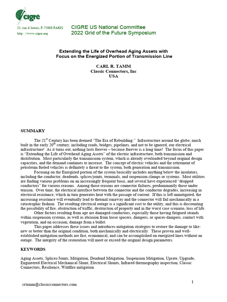 Extending The Life of Overhead Aging Assets With Focus On The Energized ...