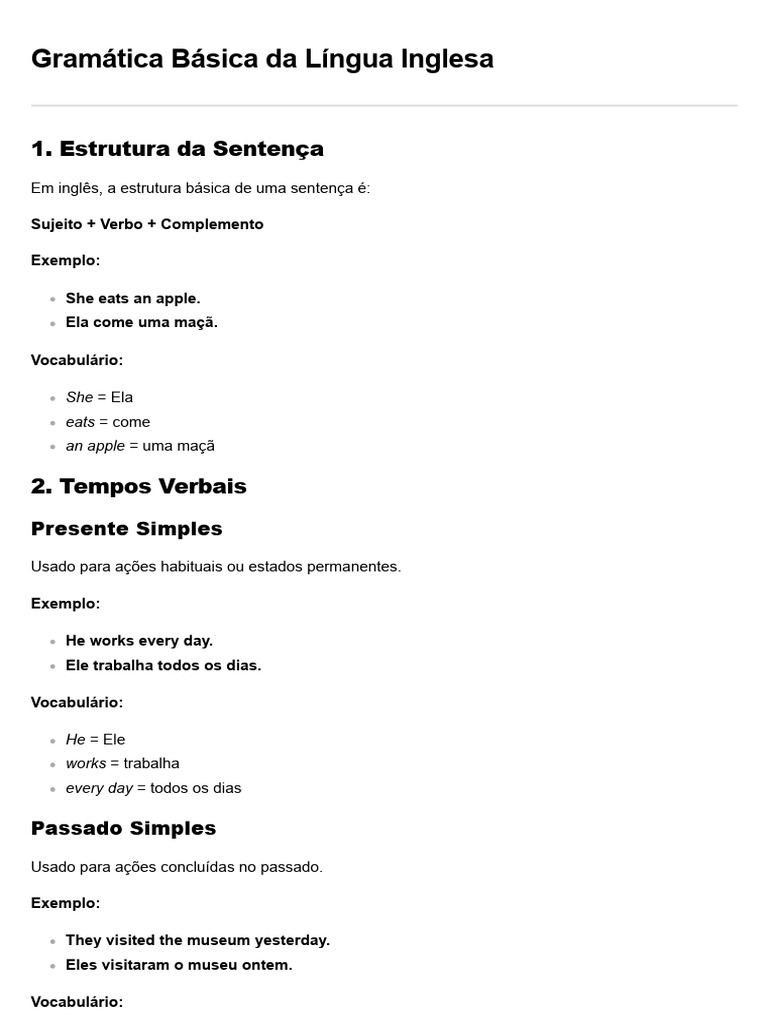1 Gramática Básica da Língua Inglesa | PDF