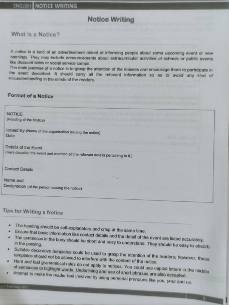 Notice Writting 1 | PDF