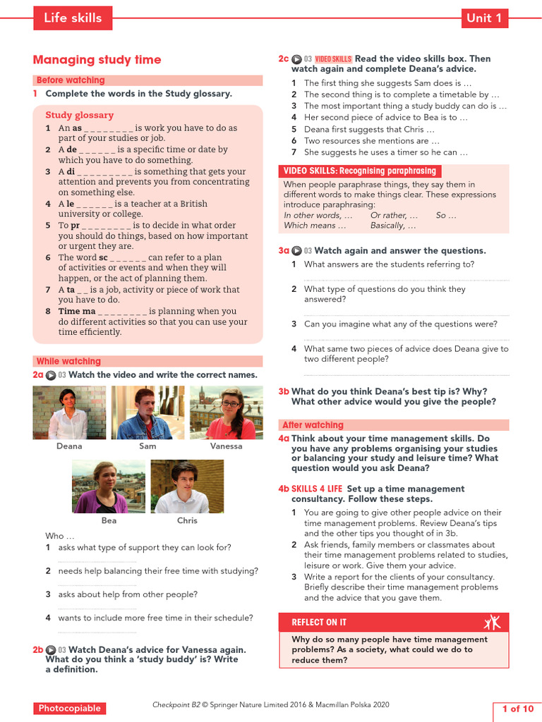 Checkpoint B2 TRC Lifeskills Worksheets | PDF | Intelligence | Word