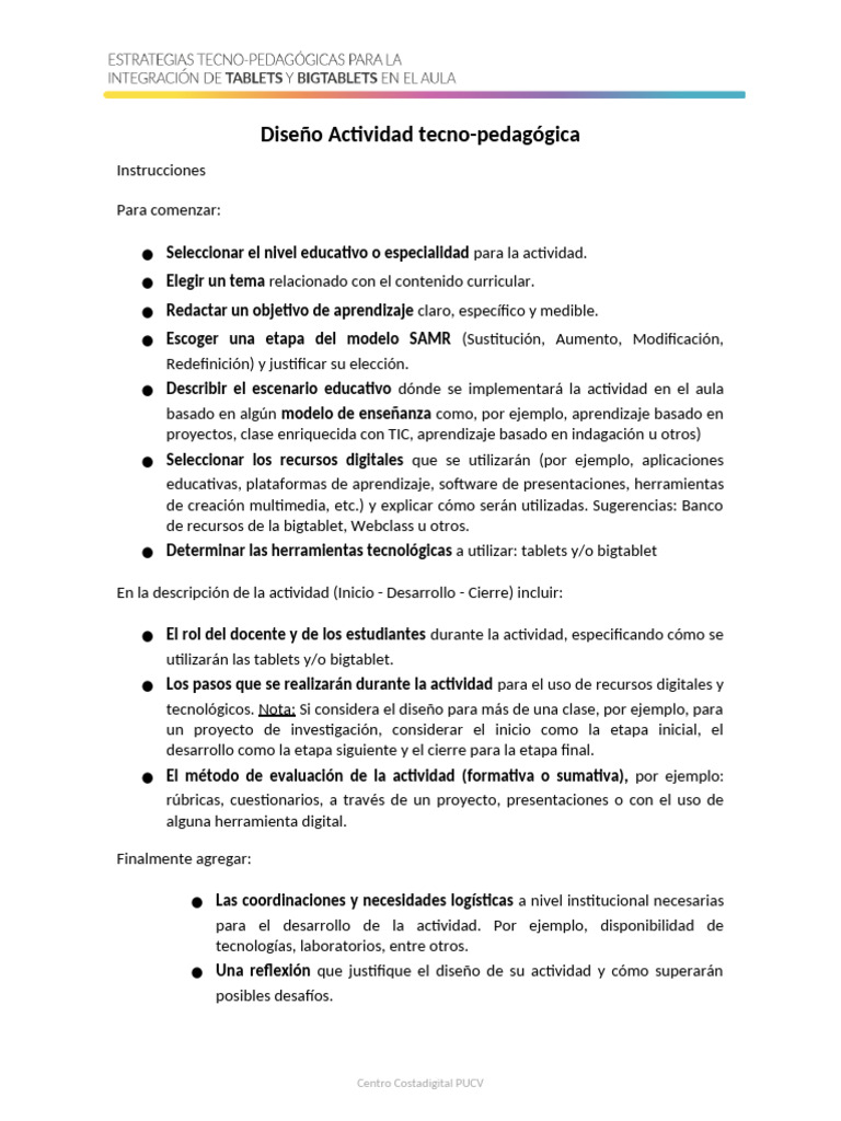 Ficha de Diseño Actividad Tecno-Pedagógica | PDF