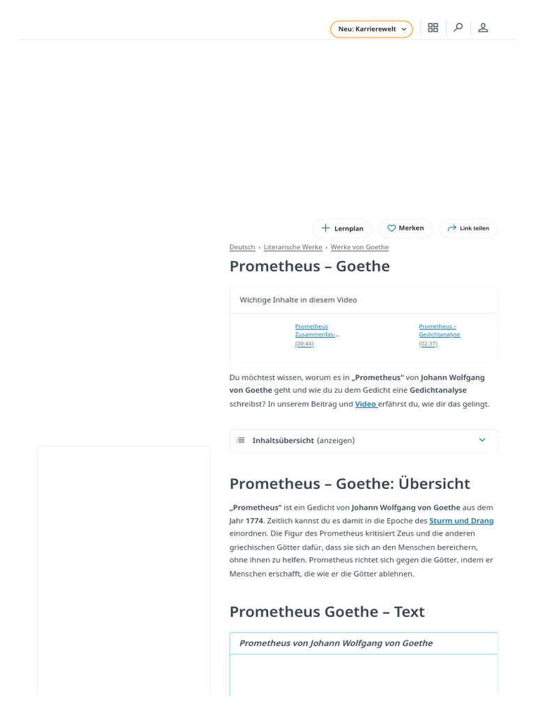 Prometheus - Goethe - Prometheus Analyse & Interpretation Ma Meilleure ...