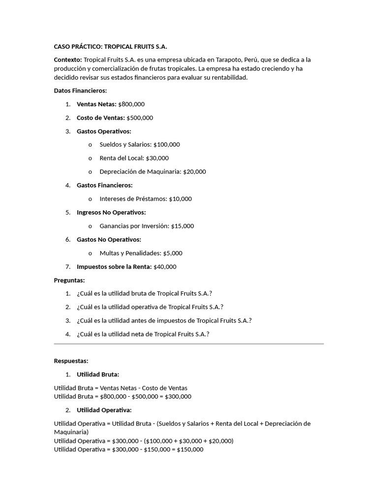 Caso Práctico EEFF | PDF