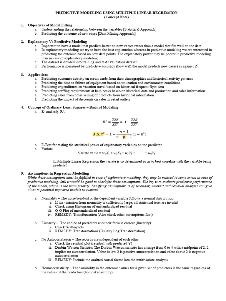 Multiple Linear Regression | PDF Multiple Linear Regression | PDF