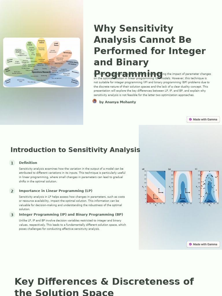 Why Sensitivity Analysis Cannot Be Performed For Integer and Binary Programming | PDF