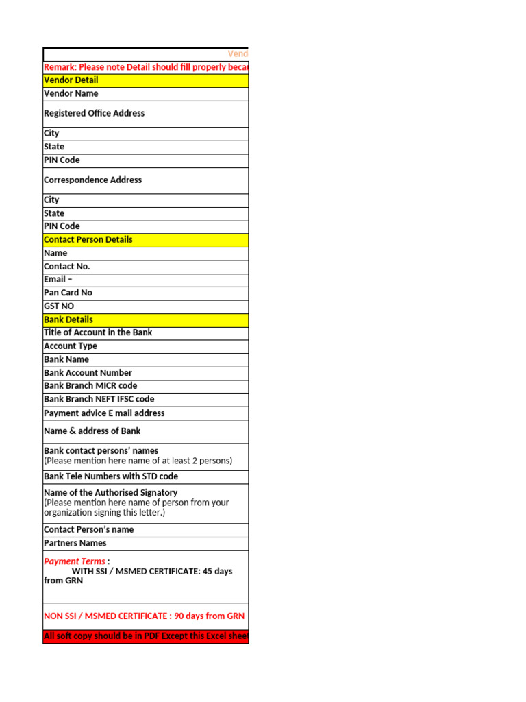 Vendor Document Summary Format (SAP) | PDF