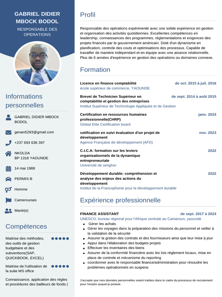 CV de GABRIEL DIDIER MBOCK BODOL | PDF