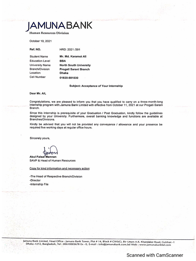 Acceptance Letter | PDF